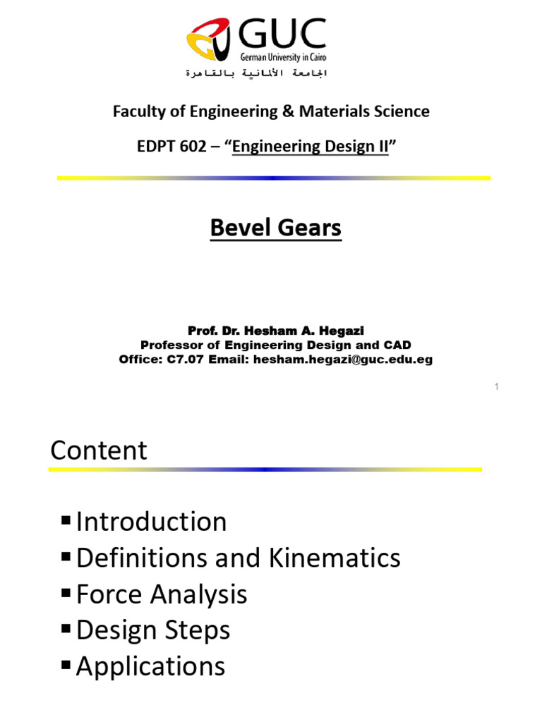 Bevel Gears: Design and Analysis Guide | PDF | Engineering Design ...