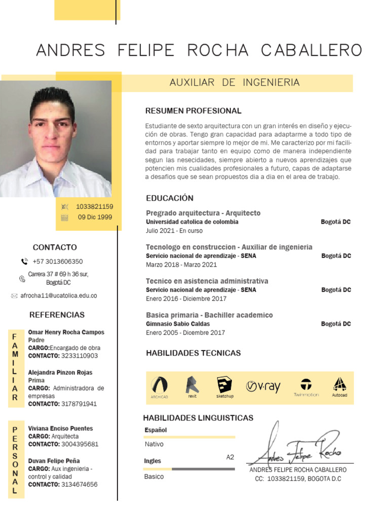 CURRICULUM_ANDRE_FELIPE_ROCHA_1713381720 | PDF | Bogotá | Ingeniería