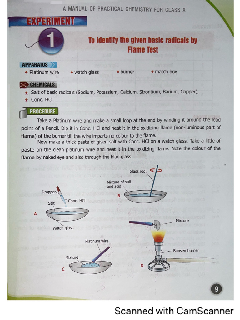 Chemistry Practical - Class X | PDF