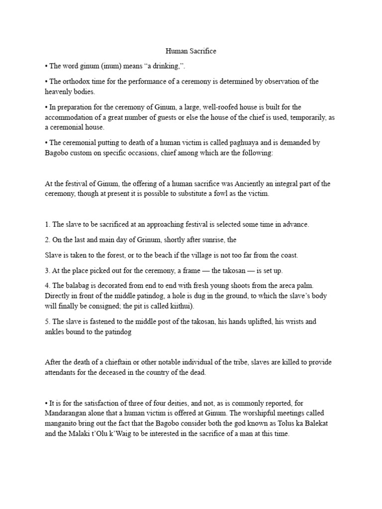 Bagobo Human Sacrifice Pdf Sacrifice Folklore