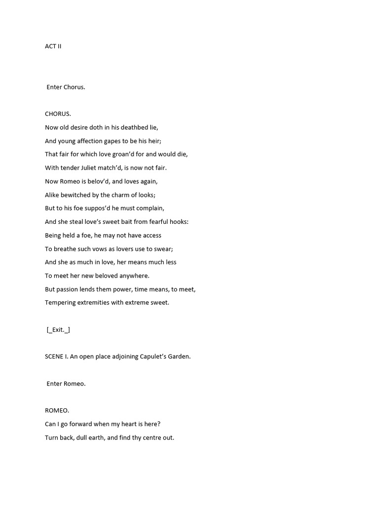 Romeo and Juliet Act II Summary | PDF | Characters In Romeo And Juliet | Thou