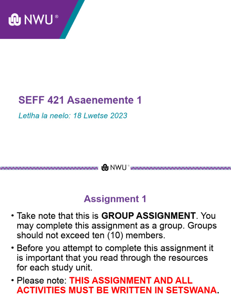 PP SEFF 421 Group Assignment 1 2023 - 1 | PDF | Educational Assessment | Cognitive Science