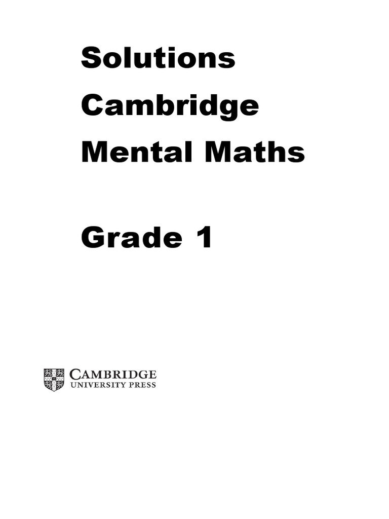 Mental Maths Grade 1 Workbook Solutions | PDF | Subtraction | Arithmetic