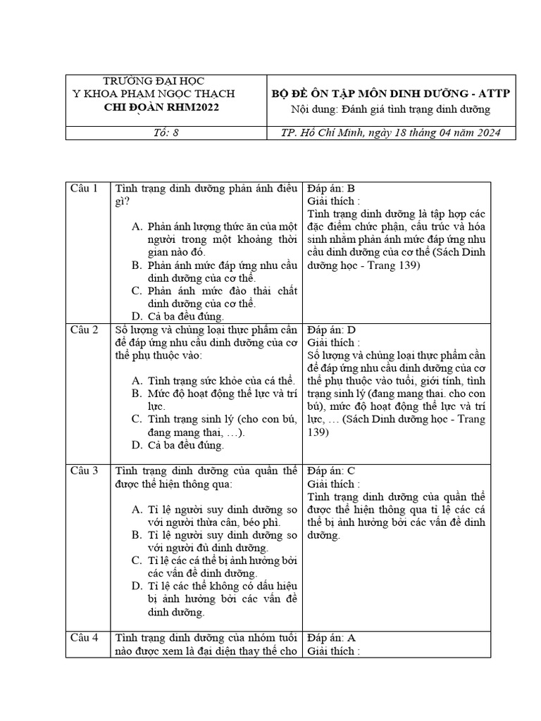 Các Phương Pháp Đánh Giá Tình TR NG Dinh Dư NG 1 | PDF