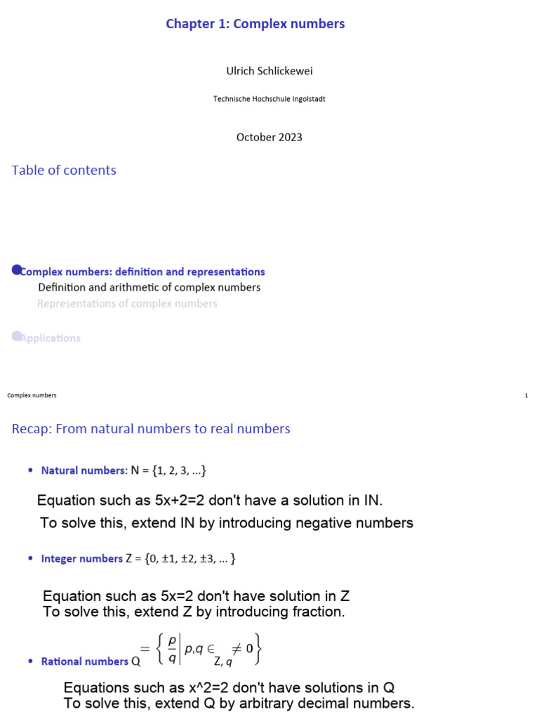 01 Complex Numbers | Download Free PDF | Numbers | Complex Number