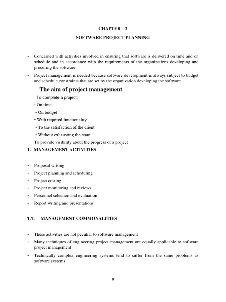 SE-Chapter-2 Software Project Planning | PDF | Project Management | Risk