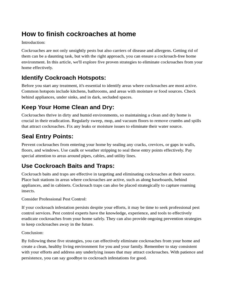 How To Finish Cockroaches at Home | PDF