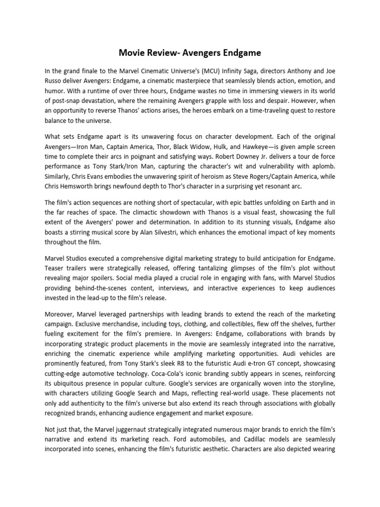 Avengers Movie Review | PDF