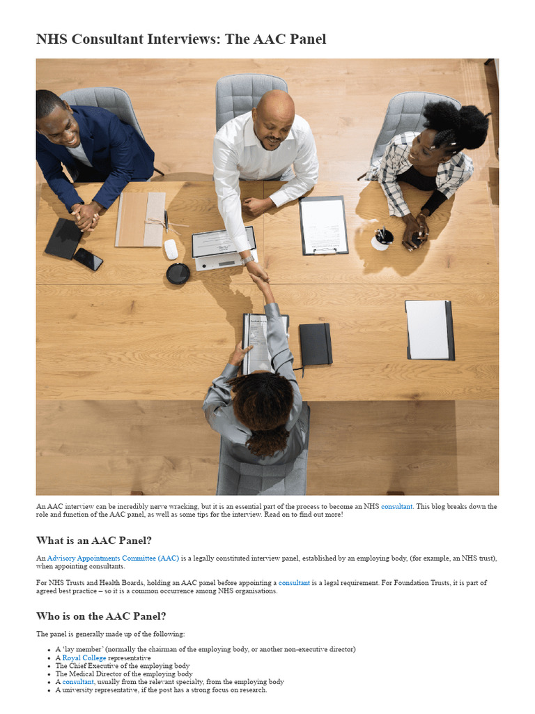 NHS Consultant Interviews - The AAC Panel | PDF | Consultant | National ...