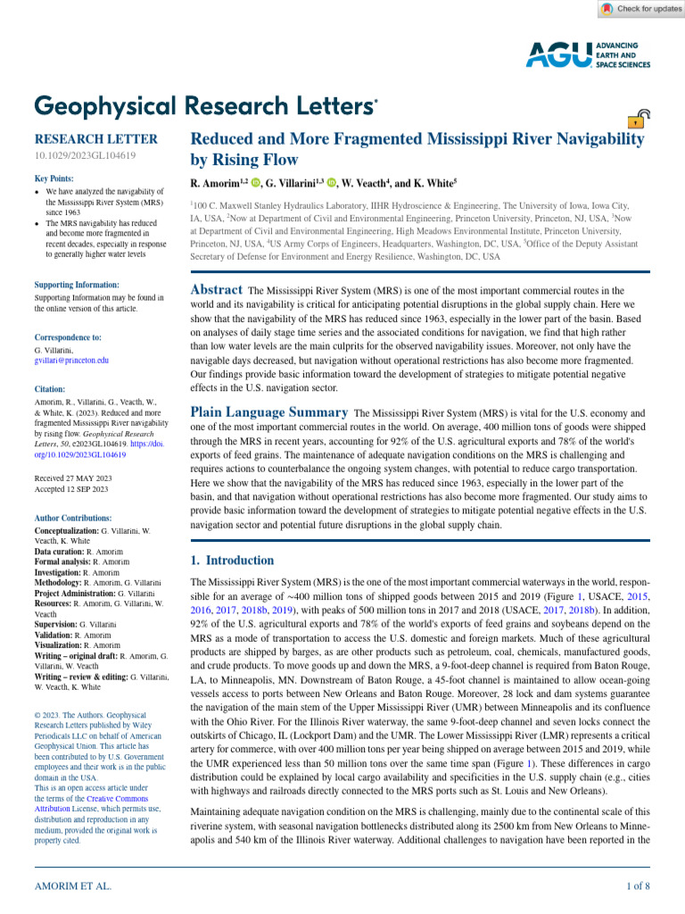 Mississippi River Navigability Decline | PDF | Linear Regression ...