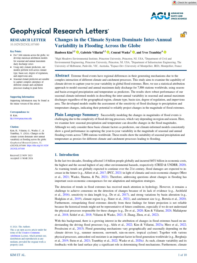 Geophysical Research Letters - 2024 - Kim - Changes in the Climate ... Geophysical Research Letters - 2024 - Kim - Changes in the Climate ...