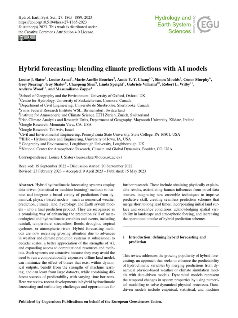 HESS-2023-Hybrid Forecasting Blending Climate Predictions With AI Models | PDF | General ...