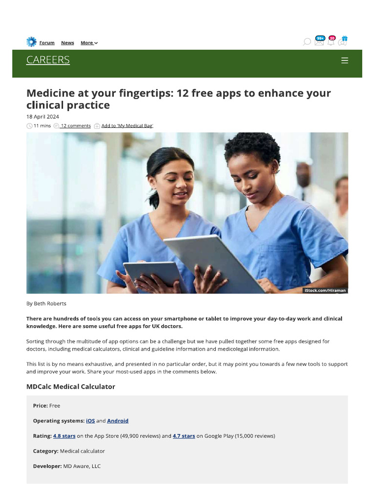 12 Free Apps To Enhance Your Clinical Practice | PDF