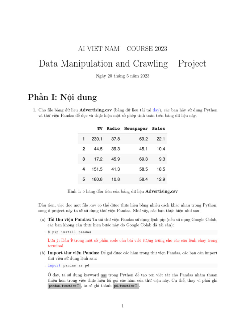 Project 2 - Data Manipulation | PDF Project 2 - Data Manipulation | PDF