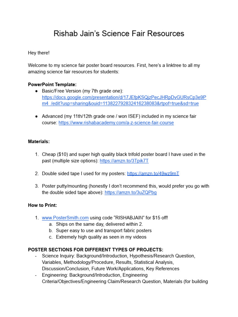 Rishab Jain's Science Fair Resources | PDF | Art