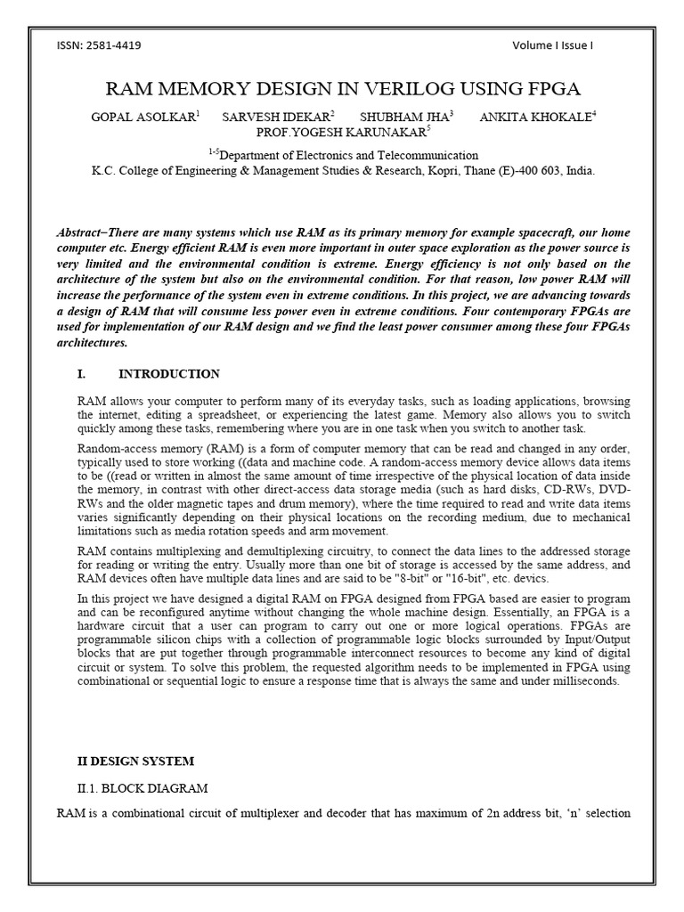 Ram Memory Design | PDF | Hardware Description Language | Field Programmable Gate Array
