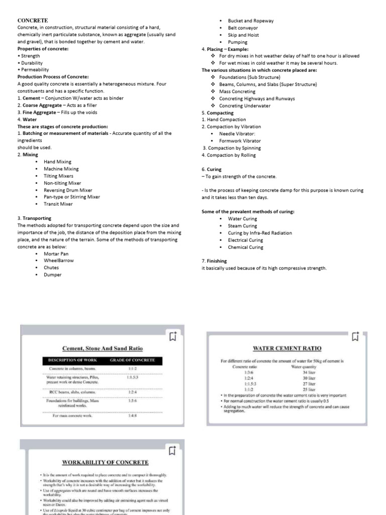 GROUP-7-CONCRETE-HANDOUTS | PDF | Concrete | Building Technology