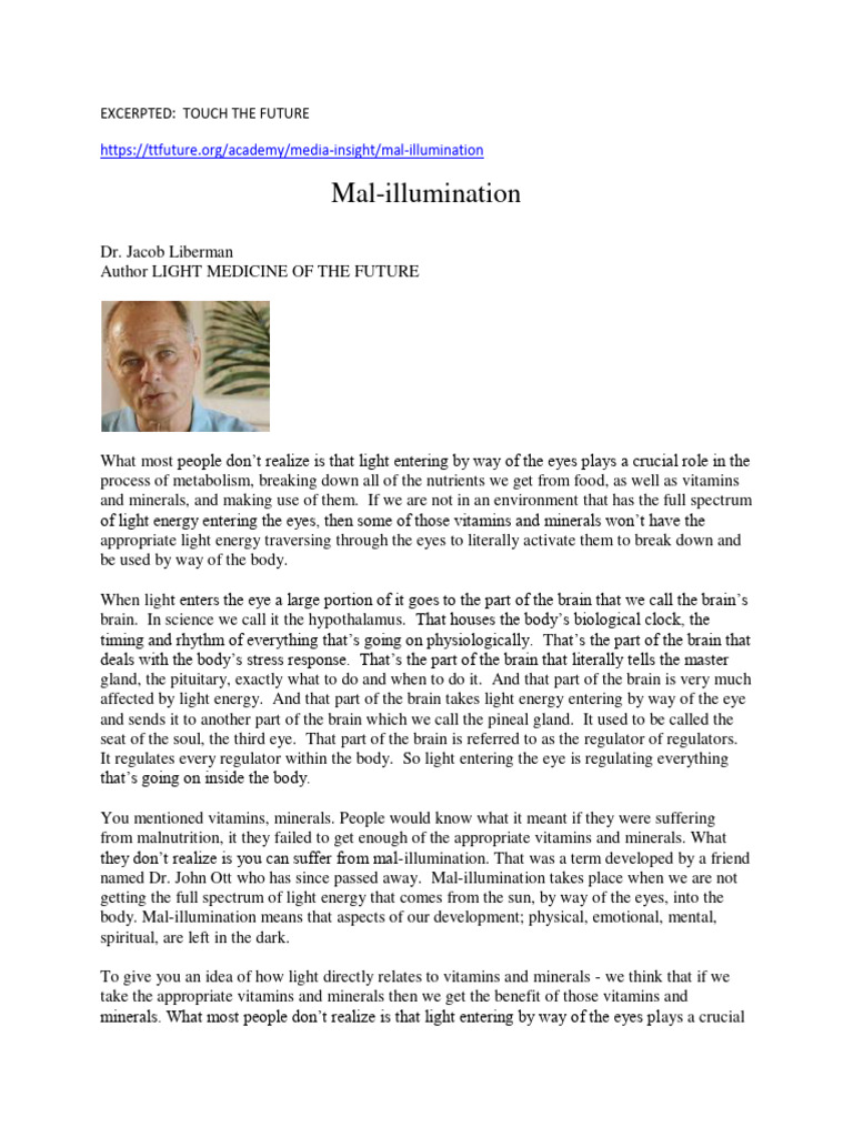 MAL-ILLUMINATION_DR-JACOB-LIBERMAN | PDF | Brain | Vitamin