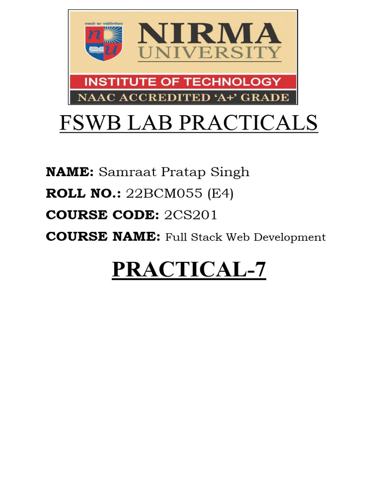 22BCM055 FSWD P7 | PDF | Web Technology | Web Software