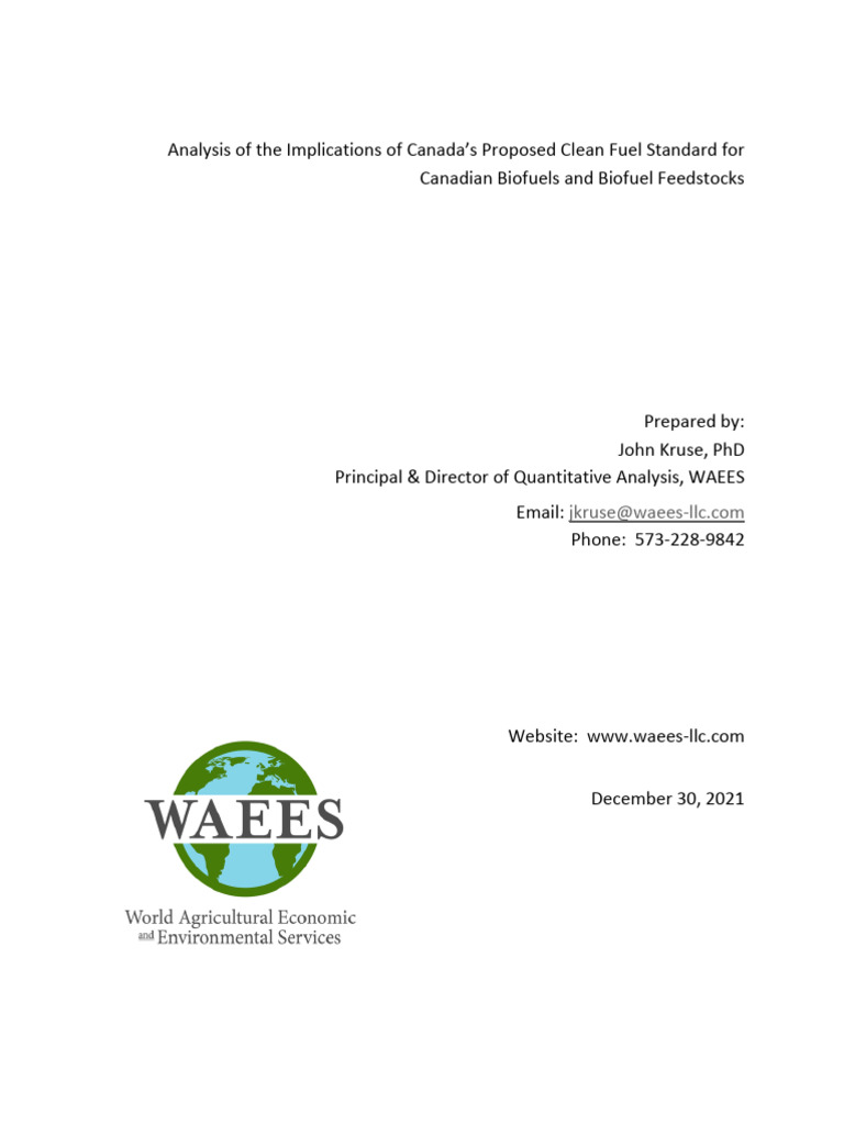 The Implications of Canadas Proposed CFS Program For Canadian Biofuels ...