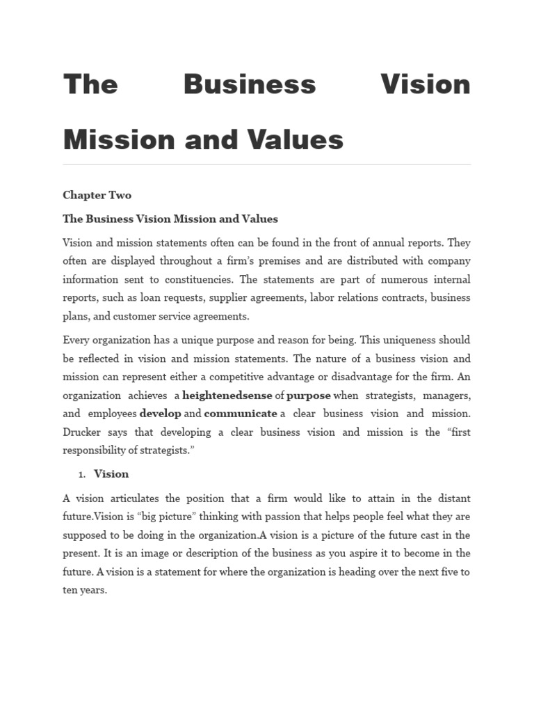 Vision and Mission Statement Essentials | PDF | Goal | Strategic Management