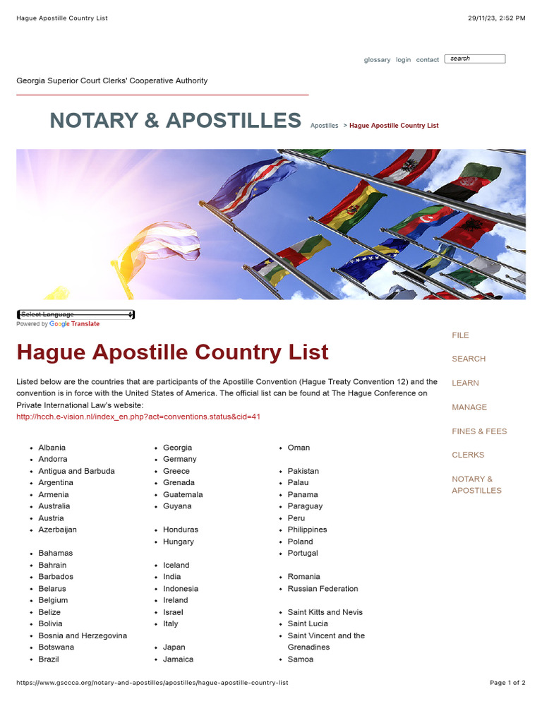 Hague Apostille Country List | PDF