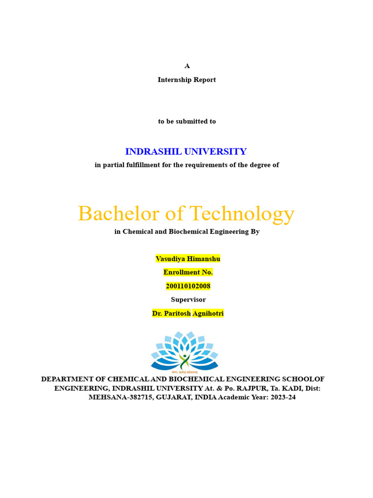 Final Year Internship Report (Himanshu)(1) | PDF | Dyeing | Chemical Substances