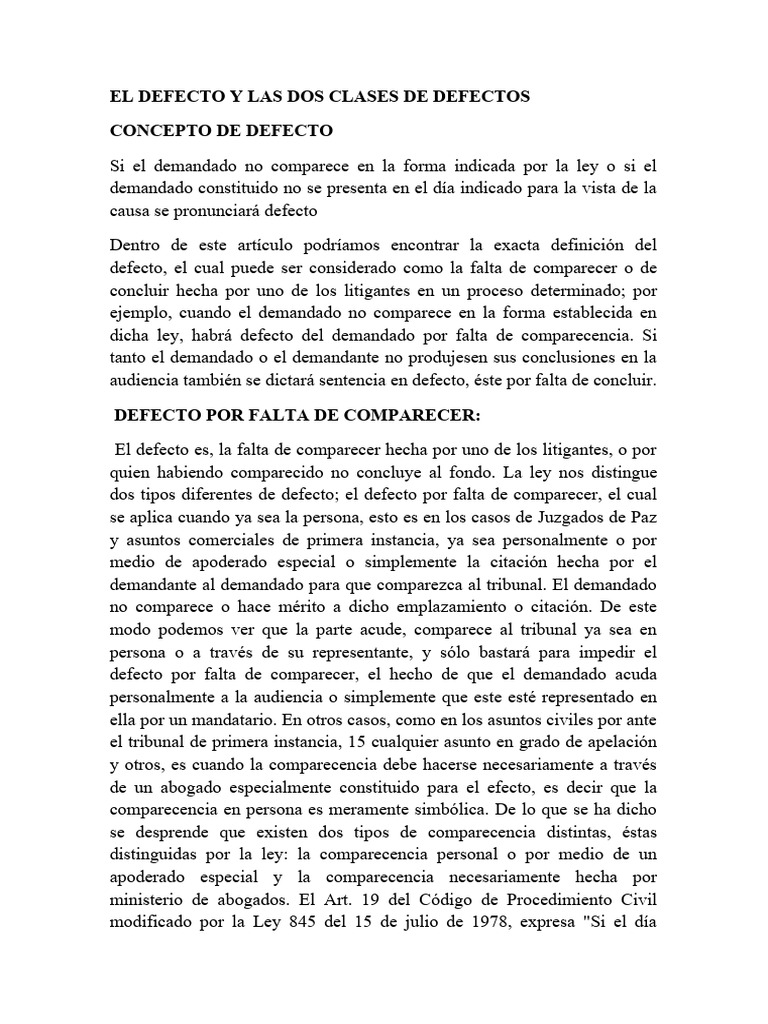 Tipos de Defecto en Procesos Judiciales | PDF | Demanda judicial ...