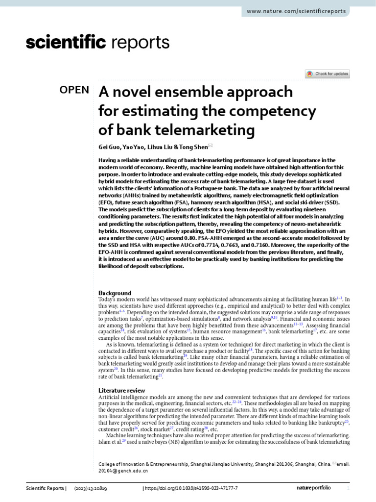 Ensemble Models for Bank Telemarketing Success | PDF | Machine Learning ...