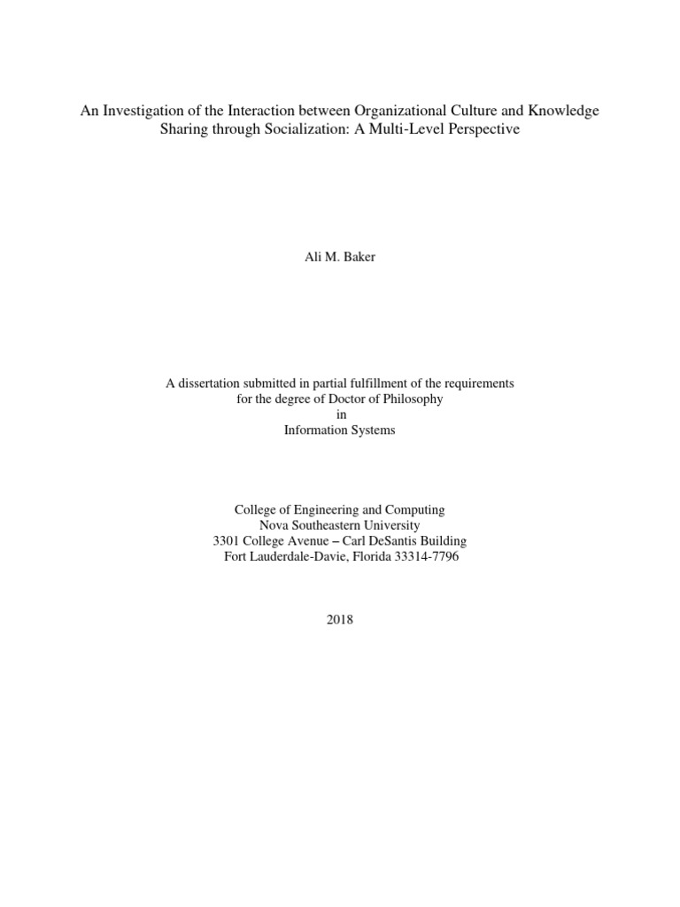 An Investigation of The Interaction Between Organizational Culture and Knowledge Sharing Through ...