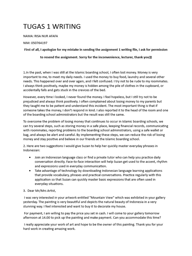 Tugas 1 Writing | Download Free PDF | Verb