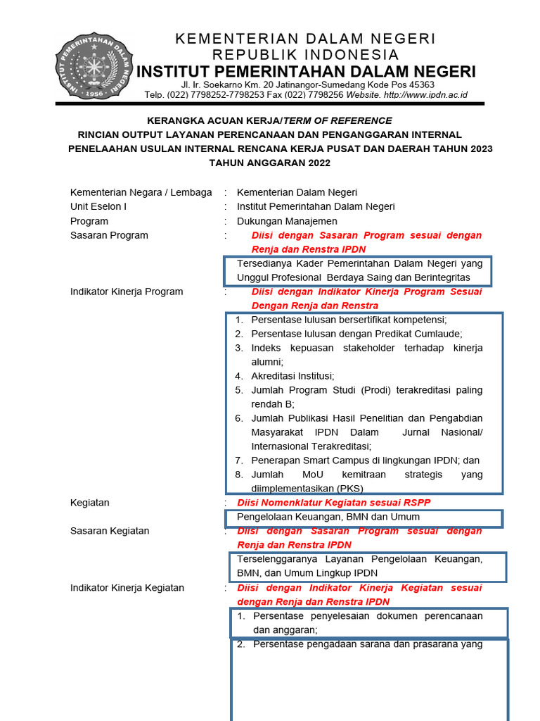 Contoh Tor Kegiatan | PDF