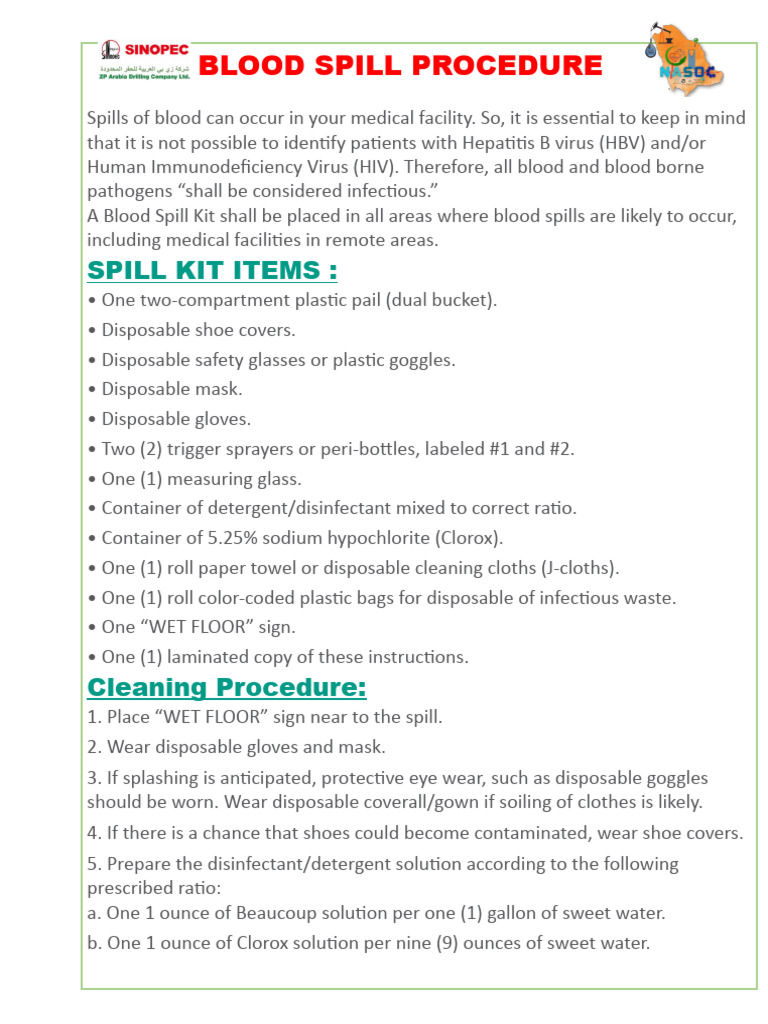 Blood Spill Kit | PDF | Waste