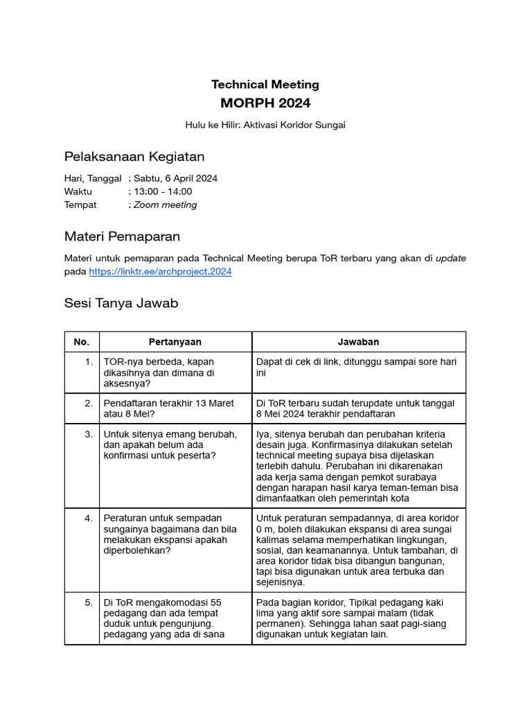 Notulensi Technical Meeting Morph 2024 | PDF