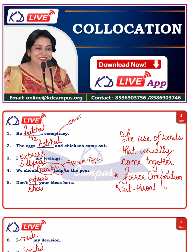 Collocation (1-100) Hand Written | PDF