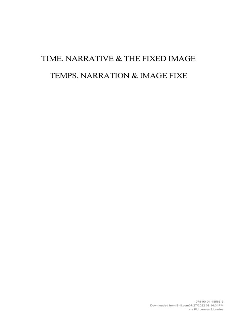 Mireille Ribiere Time Narrative and The Fixed Image Temps Narration Et ...