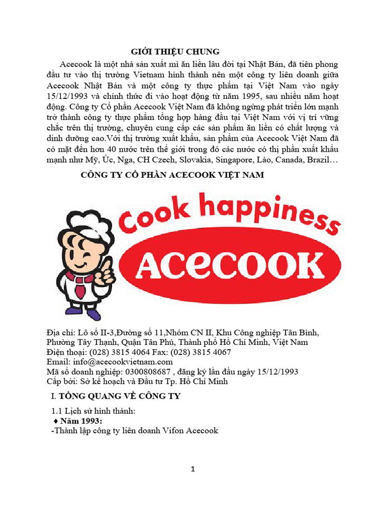 An Toàn Lao Đ NG - Công Ty Acecook | PDF