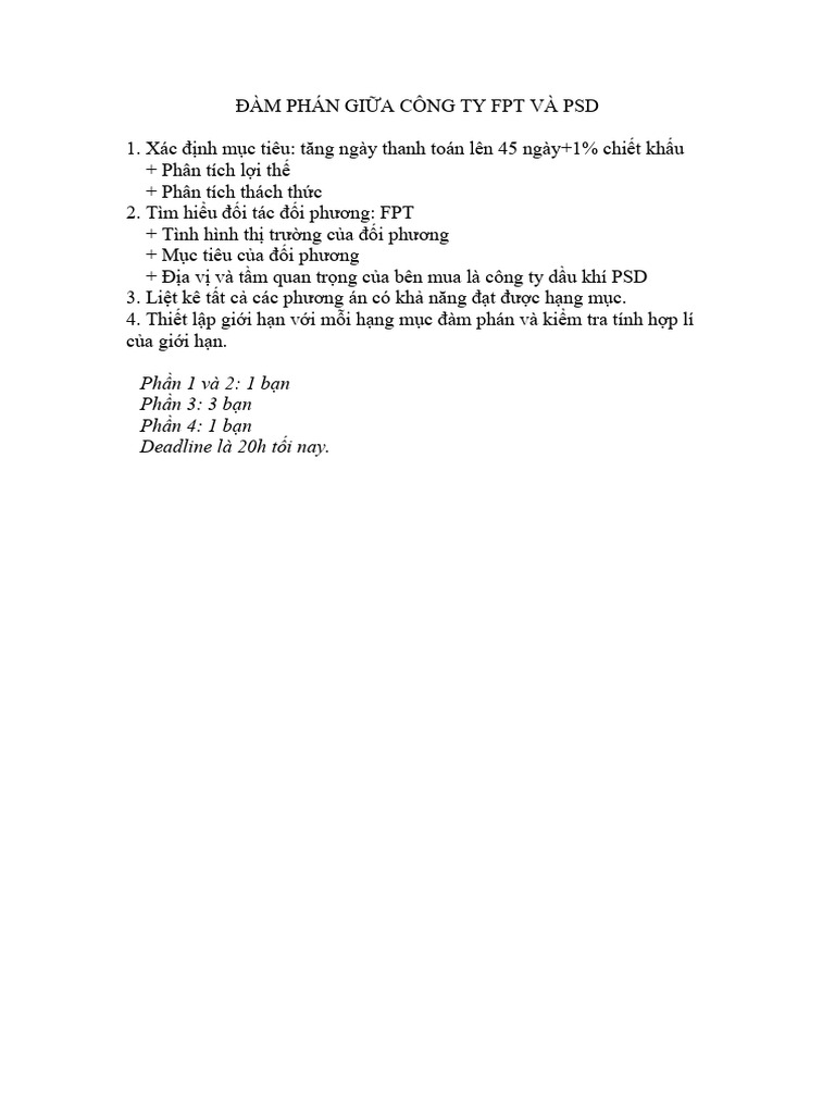 Đàm Phán Gi A Công Ty FPT Và PSD | PDF