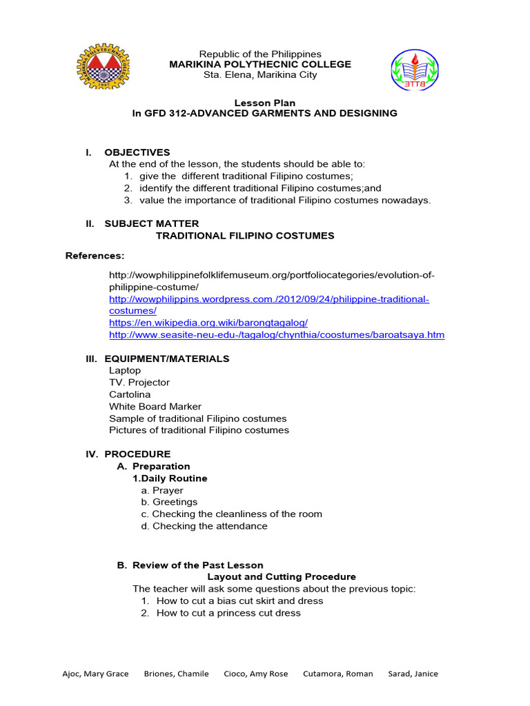 Traditional Costume Lesson Plan | PDF | Clothing | Fashion