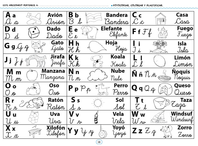 abecedario imprimible para colorear | PDF