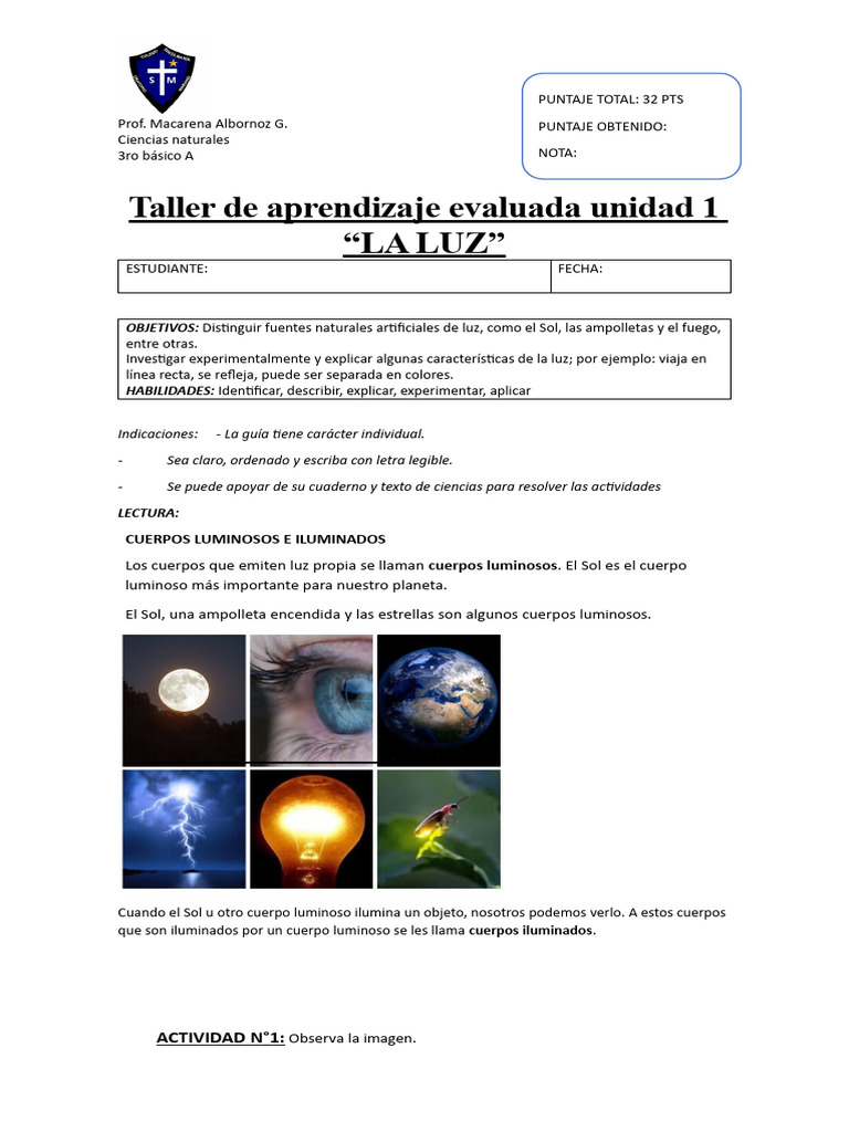 Taller de Aprendizaje Evaluada Unidad 1 | PDF | Ligero | Dom