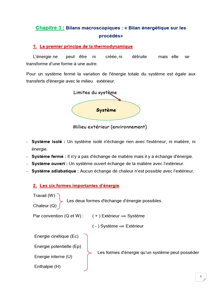 Thermody Et Calcul Des Cte - Chapitre 3 | PDF | Chaleur | Mécanique des ...