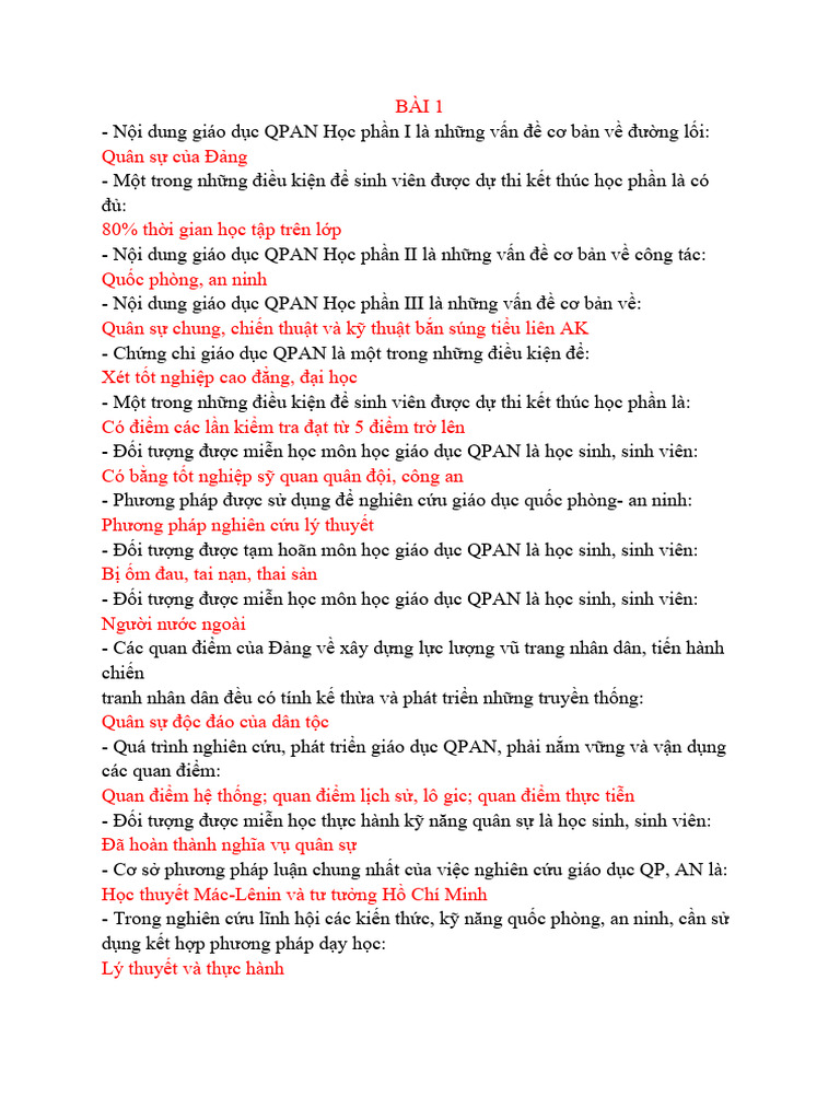 De Cuong Hoc Phan 1 | PDF