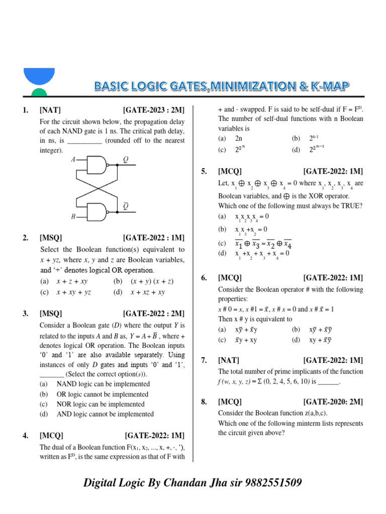 Digital Logic Concepts by Chandan Jha | PDF | Logic Gate | Electronic ...