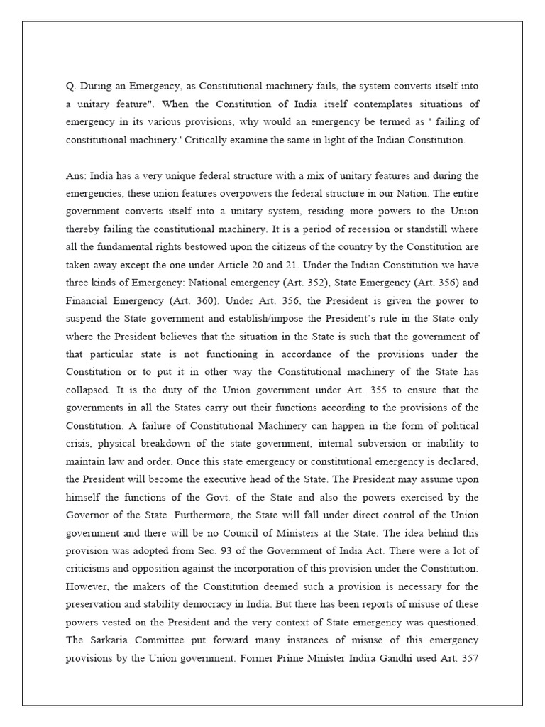 Consti Internal II | PDF | State Of Emergency | Government