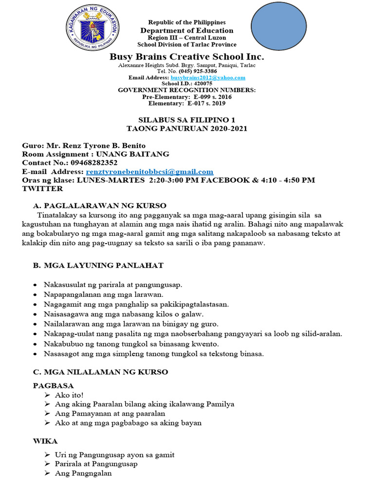 Silabus-Sa-Filipino Lalakeng Marikit | PDF