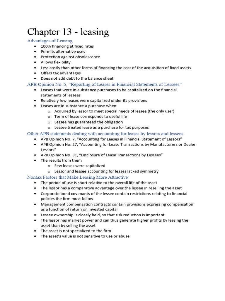 Chapter 13 - lease | PDF | Lease | Business