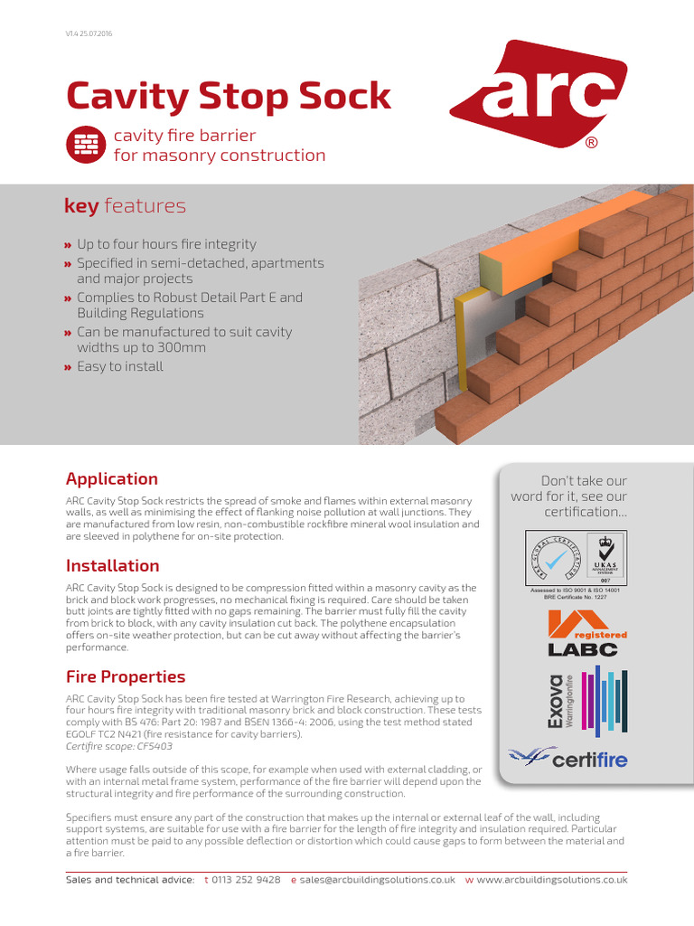 ARC Cavity Stop Sock - Datasheet | Download Free PDF | Building ...