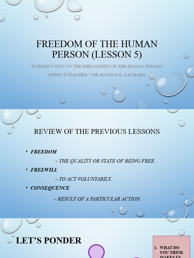 1 Freedom of The Human Person Lesson 5 | PDF | Free Will | Natural Law