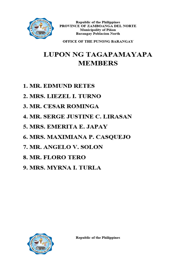 2022 Lupon Members | PDF